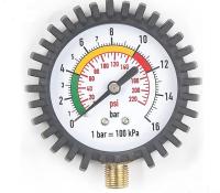 China 40-63mm Inline Tyre Pressure Gauge 1/4BSPT Manometer With Rubber Protector for sale