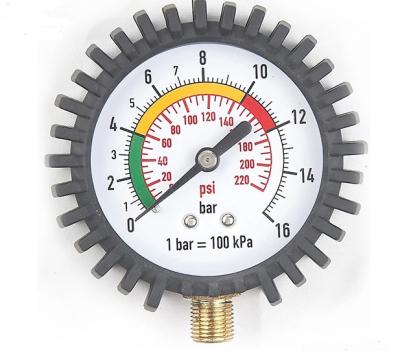 China 40-63mm Inline Tyre Pressure Gauge 1/4BSPT Manometer With Rubber Protector for sale