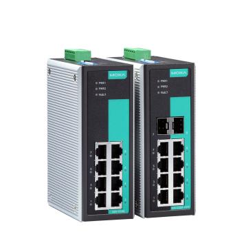 China MOXA EDS-G308-2SFP Unmanaged Full Gigabit Industrial Ethernet Switch 6 RJ45 2 SFP Slots 9.6-60 VDC Overvoltage Protection for sale