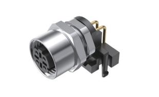 China M12-D4-KP-K D-Coding 4 Pin Female Right Angle M12 Circular Connectors PCB Receptacle for sale