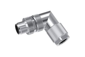 China M12-A4-RK Crimp Type Male Right Angle Shielded M12 Circular Connectors Cable Plug for sale