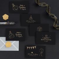 China High Grade Touch Birthday Black 250gsm Bronzed Greeting Card With Envelope for sale