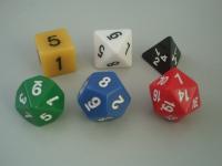 China Custom Polyhedral Acrylic Board Game Dice Yellow Blue Green Red Color for sale