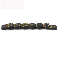 China Black And Gold Board Game Domino Set Double 9 Dominoes Set for sale