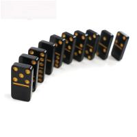 China Black And Gold Board Game Domino Set Double 9 Dominoes Set for sale