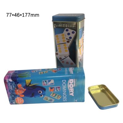 China Cuboid Shape Metal Tin Cans Packaging Containers Bulk For Dominoes for sale