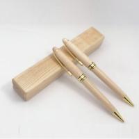 China Bamboo Color Wooden Ballpoint Pen 0.5 Mm Gift Set With Logo Customized for sale