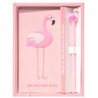 China Flamingo Pink PU Leather Notepads And Stationery Waterproof Notebook A6 Gift Set Hardcover for sale