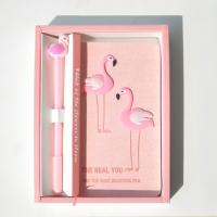 China Flamingo Pink PU Leather Notepads And Stationery Waterproof Notebook A6 Gift Set Hardcover for sale