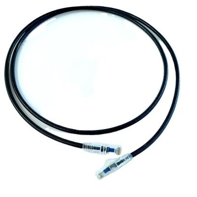 China Exactcables 2m Steel Armored Crossed Cat 6a Network Cable Slim STP LSZH Black for sale
