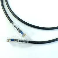 China Exactcables 2m Steel Armored Crossed Cat 6a Network Cable Slim STP LSZH Black for sale
