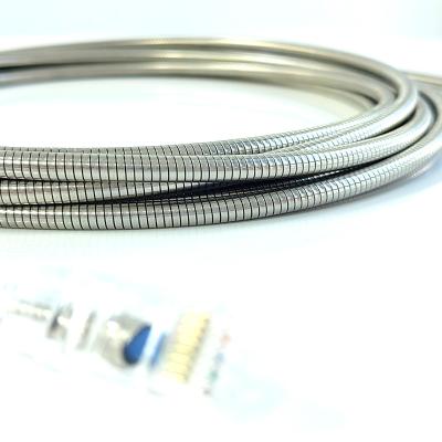 China Exactcables Steel Armored Crossed Cat5e Network Cable 2m Slim STP LSZH Gray for sale