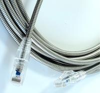 China Exactcables Steel Armored Crossed Cat5e Network Cable 2m Slim STP LSZH Gray for sale