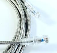 China Exactcables Steel Armored Crossed Cat5e Network Cable 2m Slim STP LSZH Gray for sale