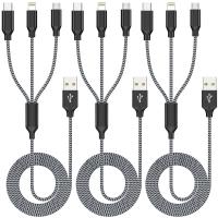 China 3 in 1 Multi Phone Cord with Type C/Micro/Lightning USB Connectors USB Charging Cable for sale