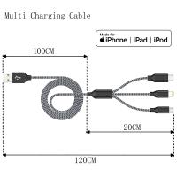China 3 in 1 USB Charging Cable Multi Phone Cord with Type C/Micro/Lightning USB Connectors for sale