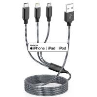 China 3 in 1 USB Charging Cable Multi Phone Cord with Type C/Micro/Lightning USB Connectors for sale