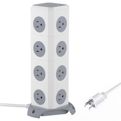 China Tabletop Vertical Tower US Extension Board Socket 10A 16A 110 220V with USB Output for sale