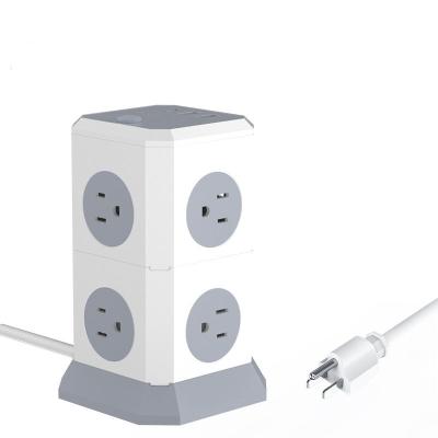 China Customized Universal Multi Plug Tower Power Strip with USB Port and 1.8M Extension Cord for sale