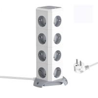 China ExactCables 10A-16A Network Extension Lead Tower Black 6 AC Outlets USB 10W Wireless Charger for sale