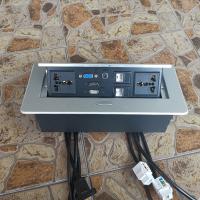 China Customize Multimedia Desk Grommet Power Cable Cubby Socket Box with Double Side Power for sale