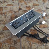China Customize Multimedia Desk Grommet Power Cable Cubby Socket Box with Double Side Power for sale