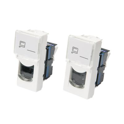 China Exact Cables 45*22.5 French Type UTP CAT6 Single Keystone Jack RJ45 FTP Network Module for sale
