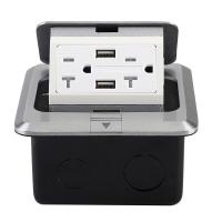 China 16A 250V Pop up Floor Socket Outlet with US USB Copper 150 Round Rated Current 16A for sale