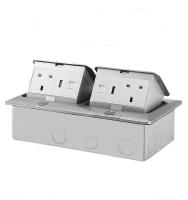 China UK Double Gang Pop Up Floor Socket Aluminum Alloy 16A 250V Power Outlet Box for sale