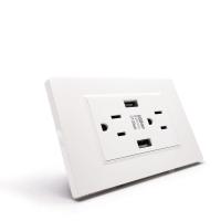 China South America Standard USB Wall Outlet Socket 2 USB 5V 2.4A 2 US 250V 16A ABS for sale