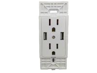 China South America Standard USB Wall Outlet Socket 2 USB 5V 2.4A 2 US 250V 16A ABS for sale