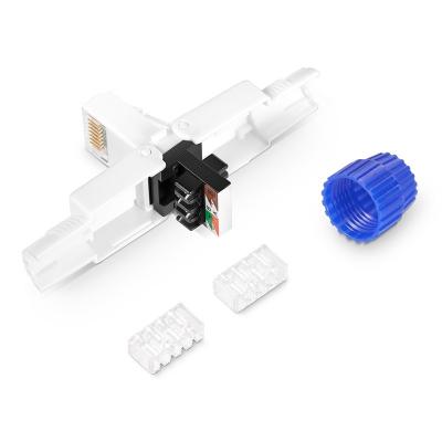 China Exact Cables Cat6A UTP Toolless RJ45 Keystone Jack 90 Degree Female for Networking for sale