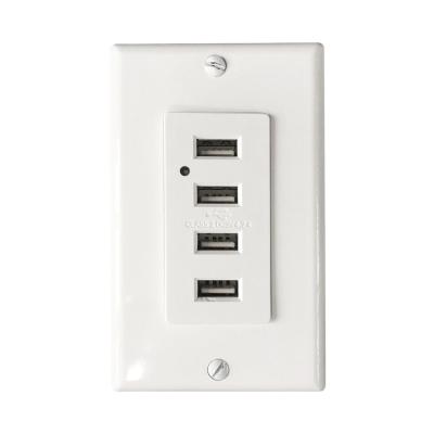 China 4 Port USB Wall Outlet 2.4A 5V Fast Charging Socket for Home Office US Standard for sale