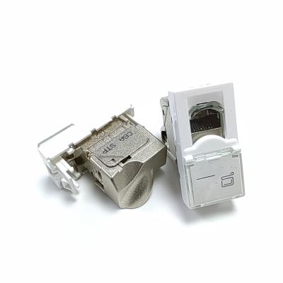 China FLUKE Tested SFTP Shielded Cat6A Keystone Jack 180 Degree Toolless Keystone Jack for sale
