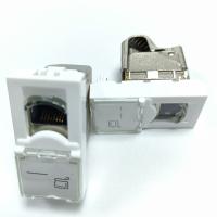 China FLUKE Tested SFTP Shielded Cat6A Keystone Jack 180 Degree Toolless Keystone Jack for sale