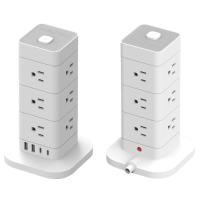 China 16AWG 3 Outlet Travel USB Power Tower Desktop Charger Station with Switch Control 1.8M Cable 110-220V for sale
