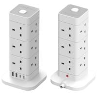 China 16AWG 3 Outlet Travel USB Power Tower Desktop Charger Station with Switch Control 1.8M Cable 110-220V for sale