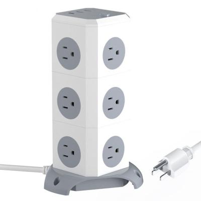 China ExactCables US Standard Tabletop Vertical Tower Extension Socket 10A-16A 110-220V for sale