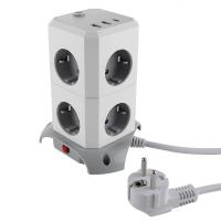 China 10 AC Desktop Multi Layer Tower Power Smart Extension Socket with 4 USB Output 1000mA for sale