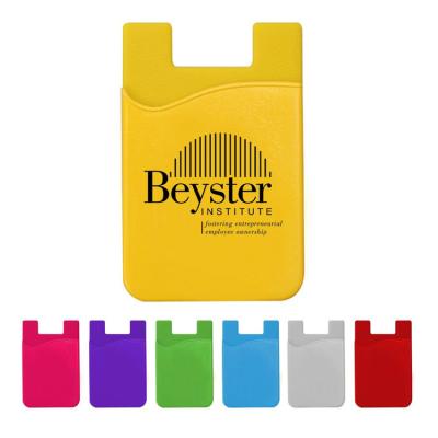 China wholesale customized logo print promotional silicone smart card pocket wallet with 3m adhesive for sale
