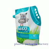 China Bentonite Cat Litter Plastic Bags Have Plastic Handles And Spouts for sale