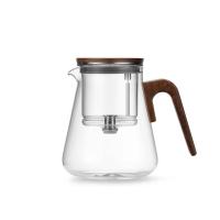 China All Season Wooden Handle Clear Glass Infuser Teapot Kettle 800ml for sale