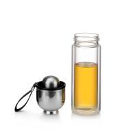 China Food Grade Water Separating Loose Leaf Double Wall Glass Tea Infuser Custom for sale