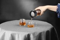 China Transparent Borosilicate Double Wall Glass Tea Strainer Infuser OEM for sale