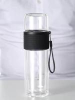 China Double Borosilicate Glass Tea Infuser Insulated Water Bottle tumbler for Restaurant for sale