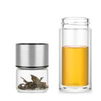 China Handheld Double Wall Glass Tea Infuser Thermo Water Flask Customized for sale