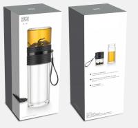 China Office Borosilicate Double Glass Water Bottle Tea Infuser With Strainer for sale