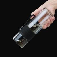 China Lightweight Clear Double Wall Glass Tea Infuser Bottle Tumbler With Filter for sale