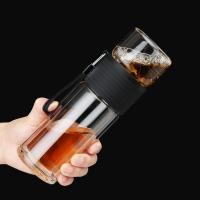 China Lightweight Clear Double Wall Glass Tea Infuser Bottle Tumbler With Filter for sale