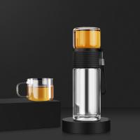 China Lightweight Clear Double Wall Glass Tea Infuser Bottle Tumbler With Filter for sale
